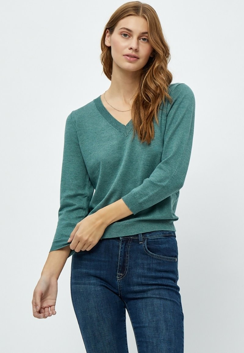Minus MIMILLA 3/4 SLEEVE KNIT PULLOVER - Strickpullover - sea mist melange/blau-meliert - Zalando.ch