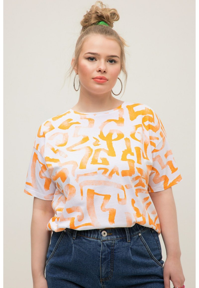 Studio Untold RUNDHALS HALBARM - Print T-shirt - snow white/white ...