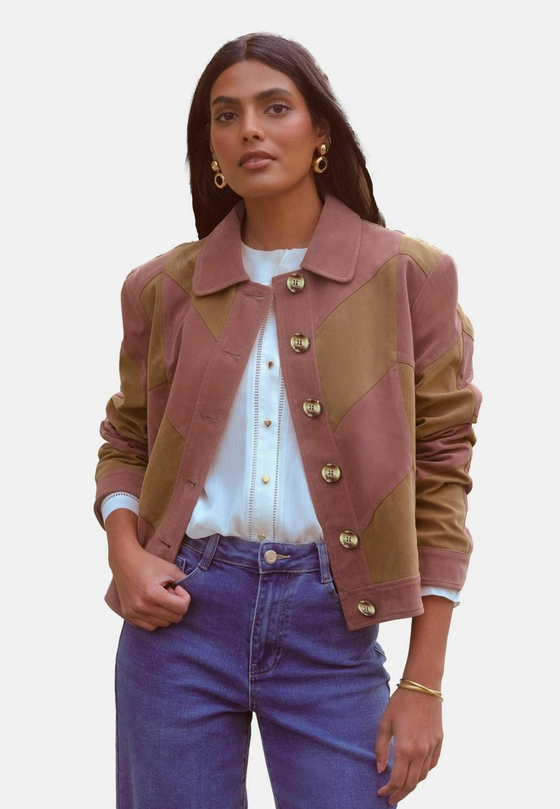 Love & Roses REGULAR FIT - Leichte Jacke - pink and brown patchwork ...