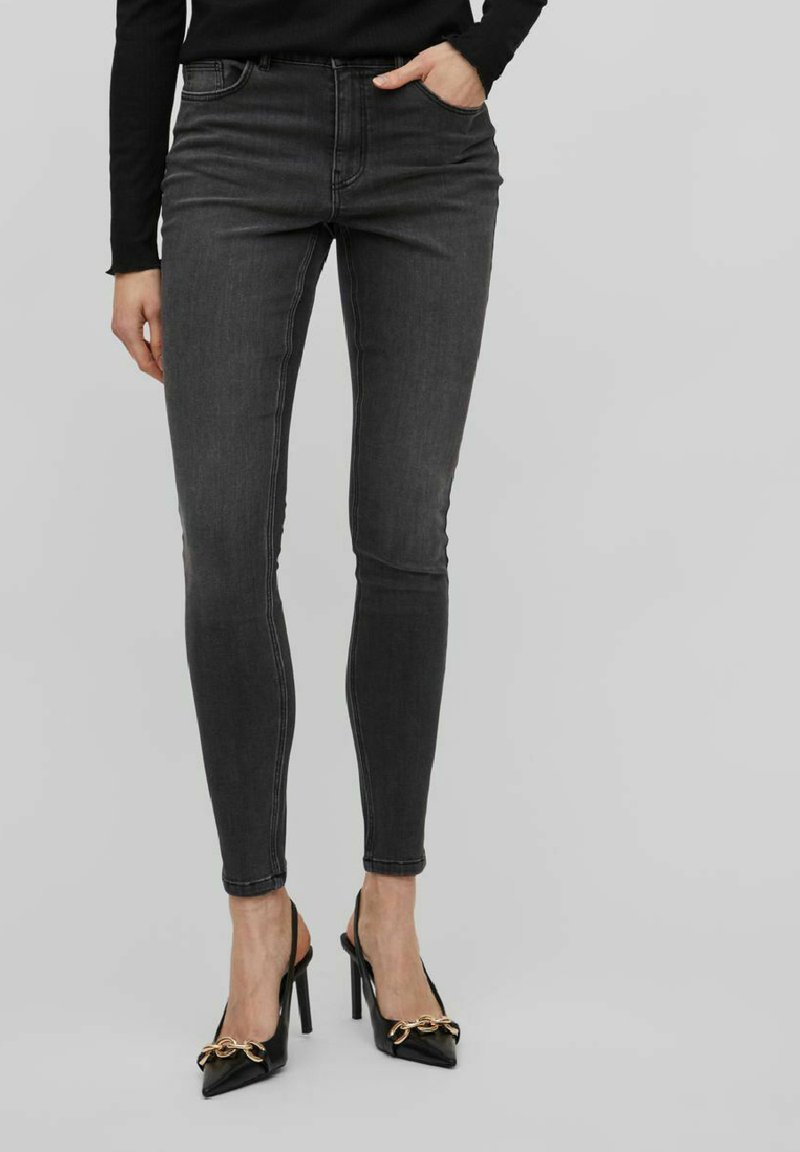 VILA Jeans Skinny Fit - dark grey denim/grijs denim/greydenim - Zalando.nl