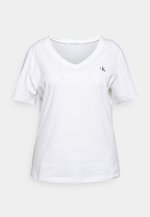 Calvin Klein Jeans Plus MONOLOGO V NECK TEE - T-shirt basique - bright white/blanc - ZALANDO.FR