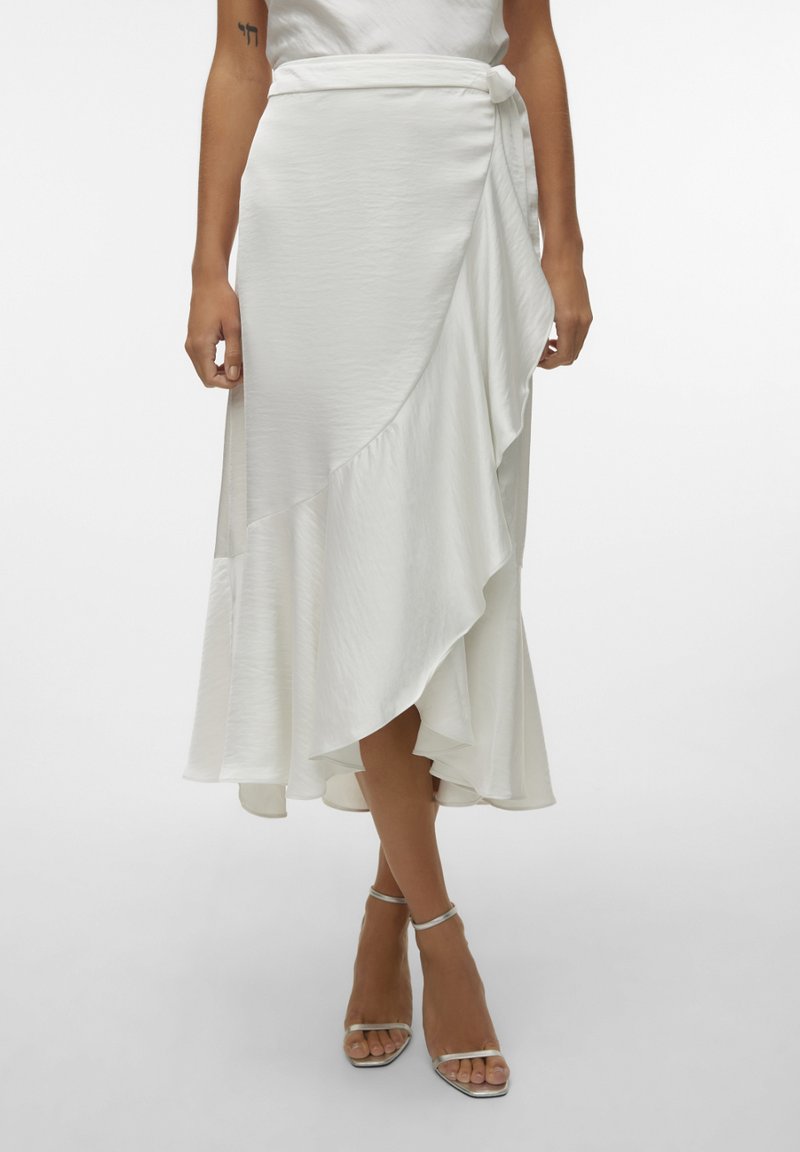 Vero Moda VMHANNA FRILL WRAP SKIRT BRIDE - Jupe portefeuille - blanc de ...