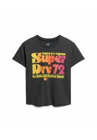 Superdry 70S RETRO FONT GRAPHIC - T-shirt print - washed black ...
