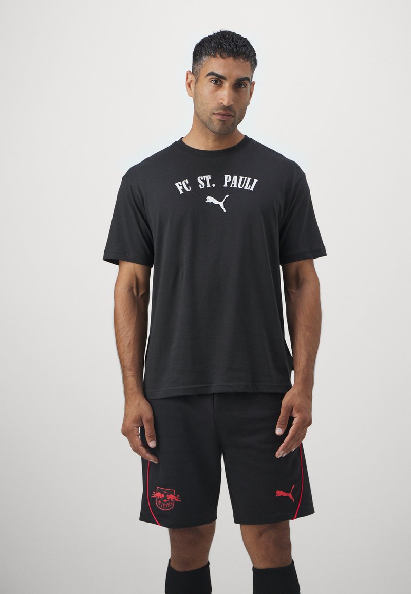 Puma FCSP WORDING TEE - Club wear - black/white/black - Zalando