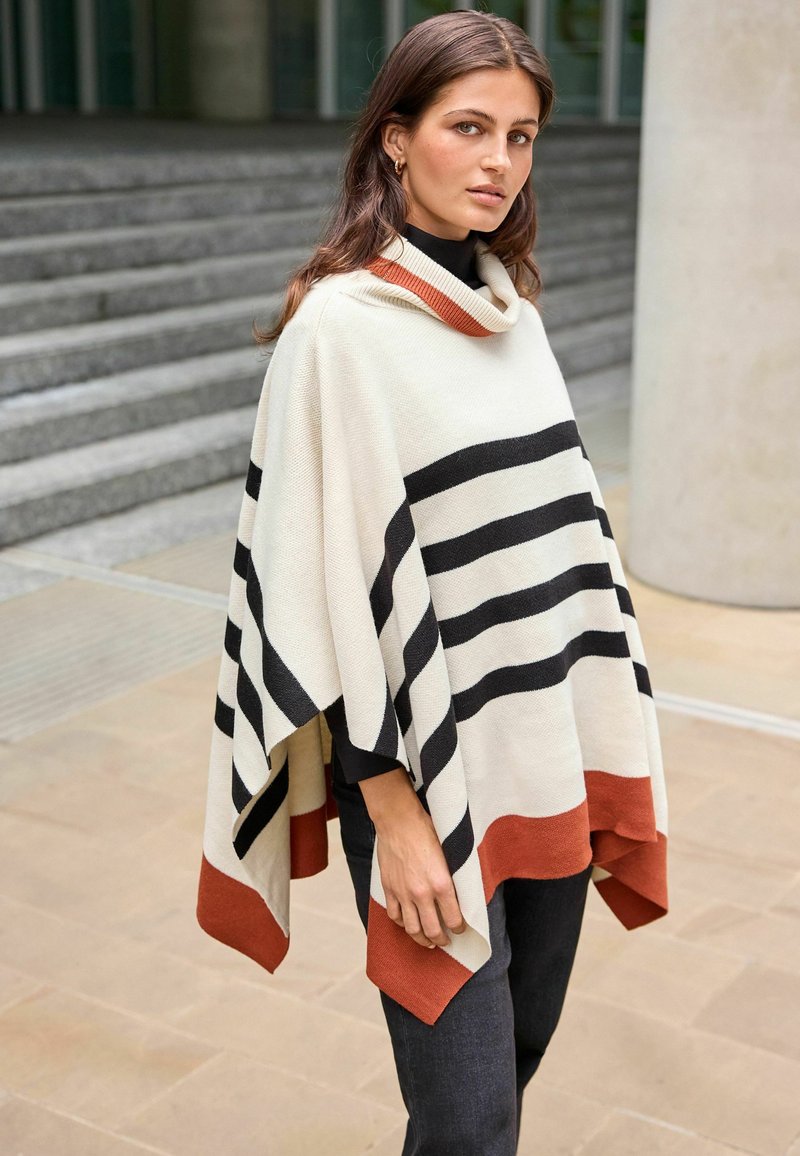 Next STRIPE PONCHO - Poncho - ecru black/beige - Zalando.nl