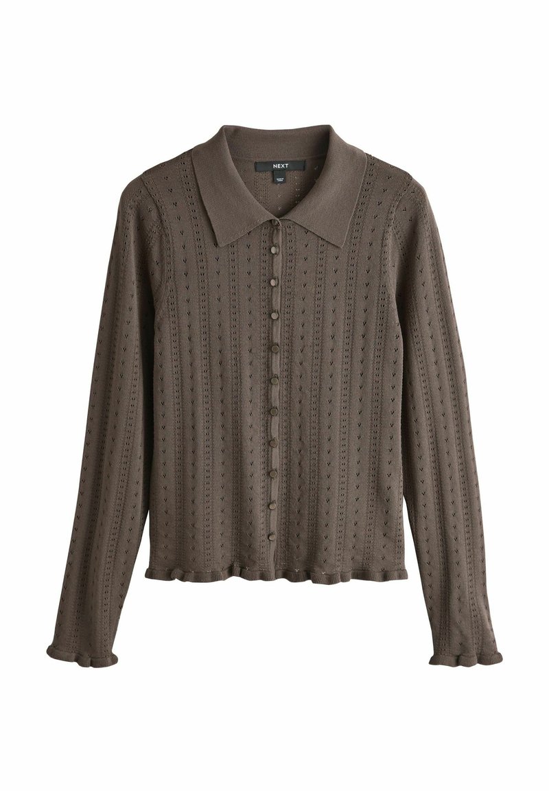 Next TALL FIT - POINTELLE LONG SLEEVE - Cardigan - chocolate brown ...