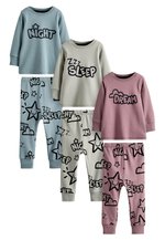 Next 3 PACK SNUGGLE 9MTHS-12YRS - Pijama - grey blue pink slogan/azul ...