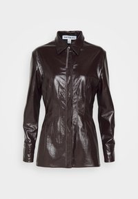 Materiel ECO CRINKLE VINYL WAISTED - Button-down blouse - bean/bordeaux ...