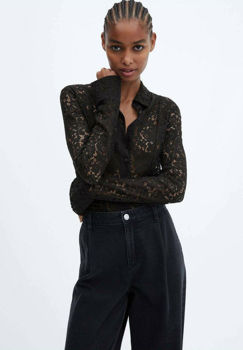 Mango MINA - Button-down blouse - black - Zalando.ie