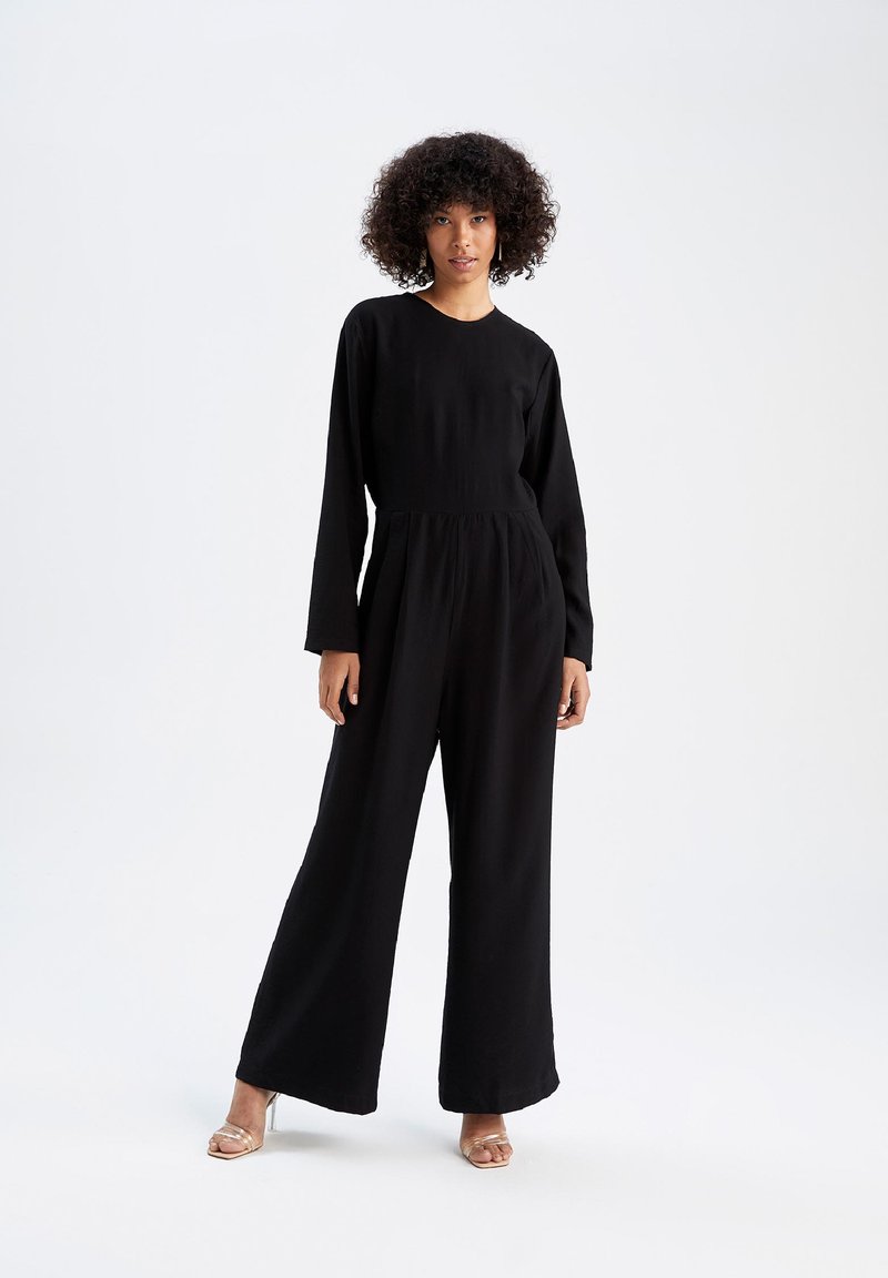 Defacto Regular Fit Jumpsuit Black Schwarz Zalando De