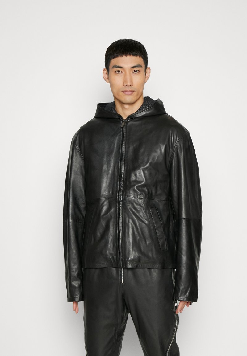STUDIO ID MAXIME JACKET - Ādas jaka - black liverpool/melns - Zalando.lv