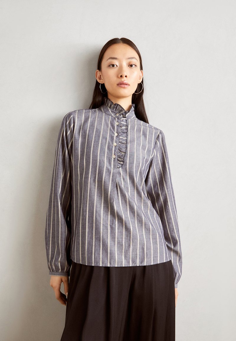 Mos Mosh STRIPE BLOUSE - Blouse - salute navy/dark blue - Zalando