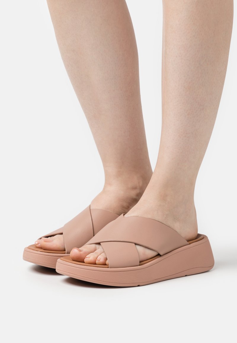 FitFlop FLATFORM CROSS SLIDES - Heeled mules - beige - Zalando