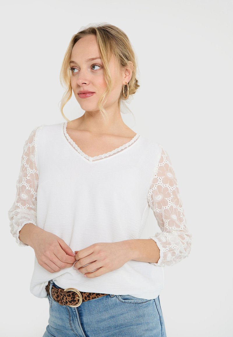 Grain de Malice COL V - Blouse - ecru/blanc - ZALANDO.FR