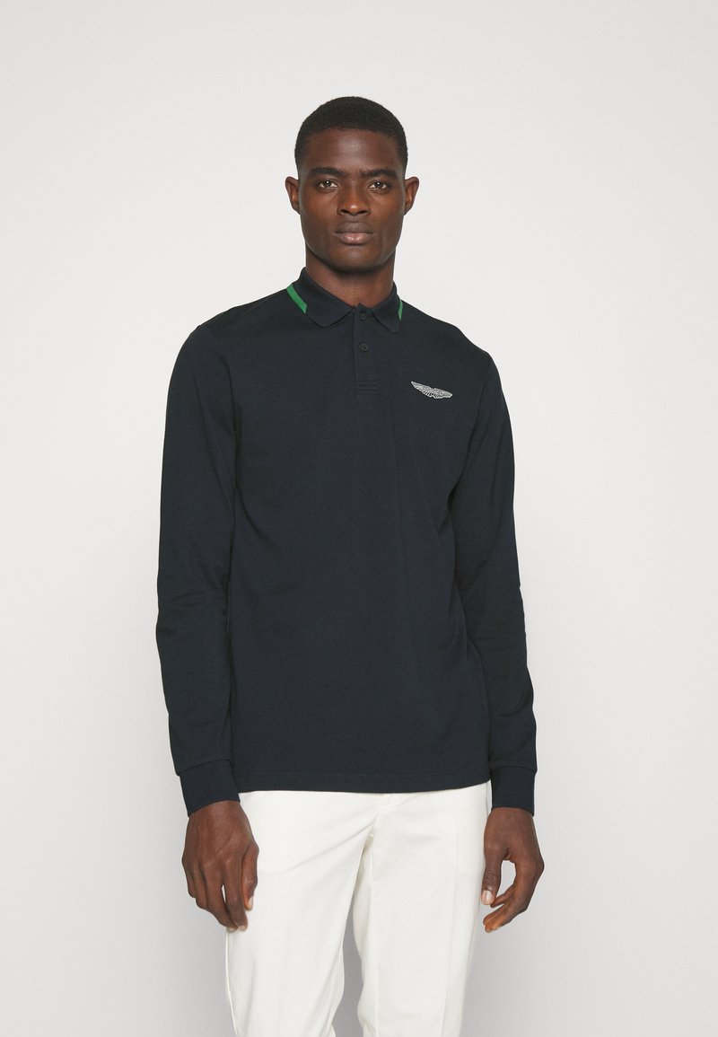 Hackett Aston Martin Racing TIPPED - Long sleeved top - navy/dark blue ...