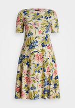 Lauren Ralph Lauren Woman MUNZIE ELBOW SLEEVE DAY DRESS - Trikoomekko - cream/blue multi ...