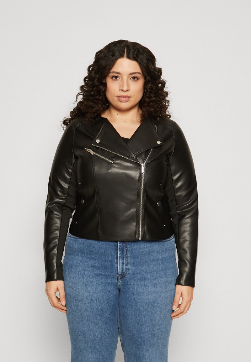Vero Moda Curve VMCRILEY JACKET - Faux leather jacket - black - Zalando.ie