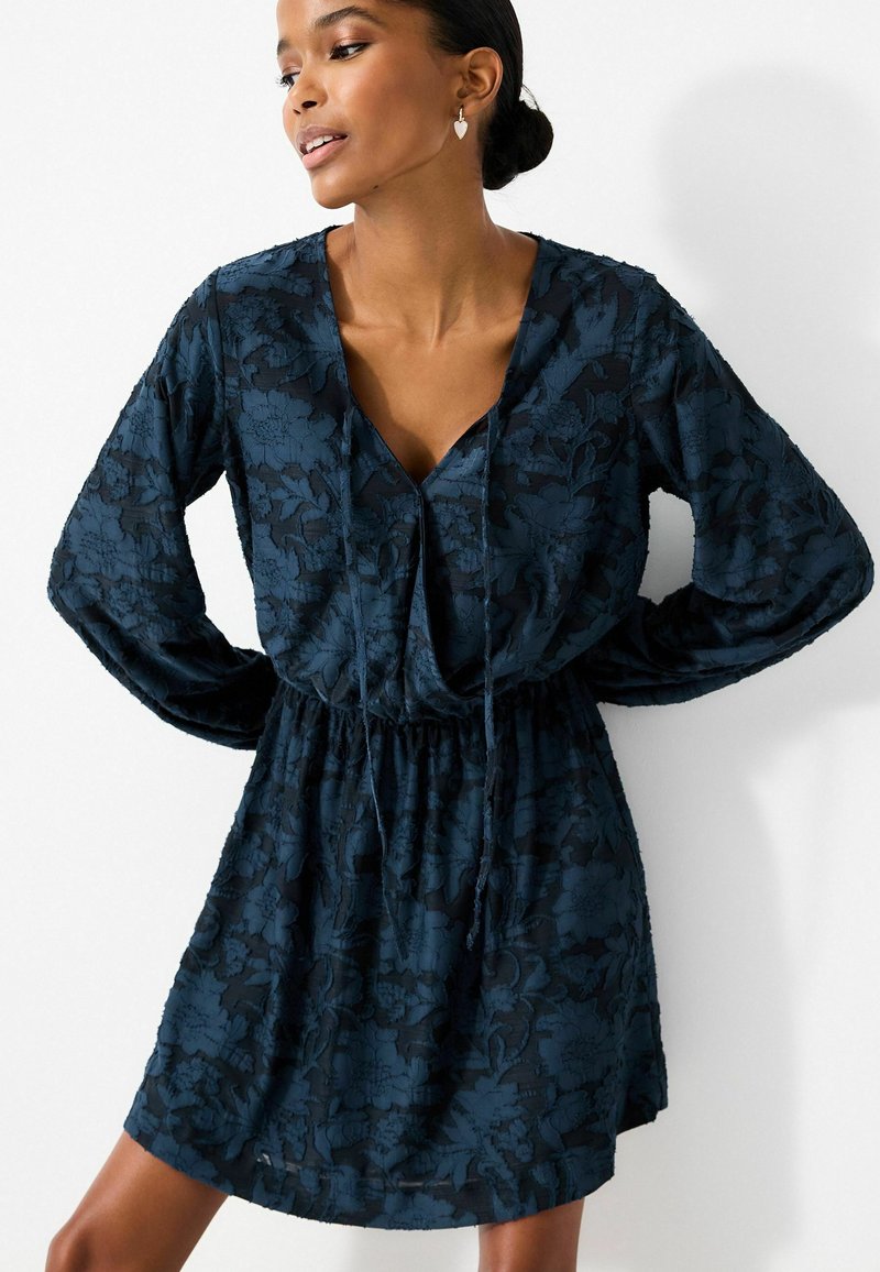 Next TEXTURED FLORAL MINI - Robe de jour - navy blue/bleu - ZALANDO.FR