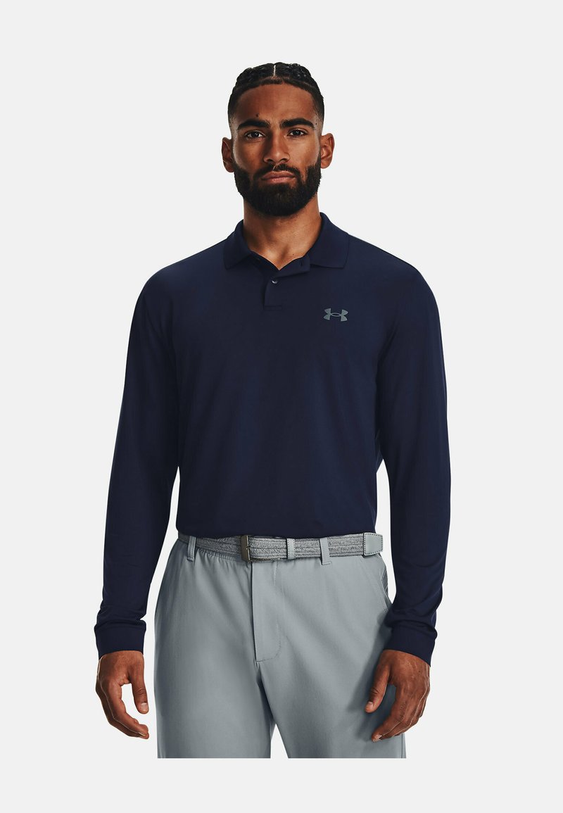 Under Armour LONG SLEEVE PERFORMANCE - Polo shirt - midnight navy/blue ...