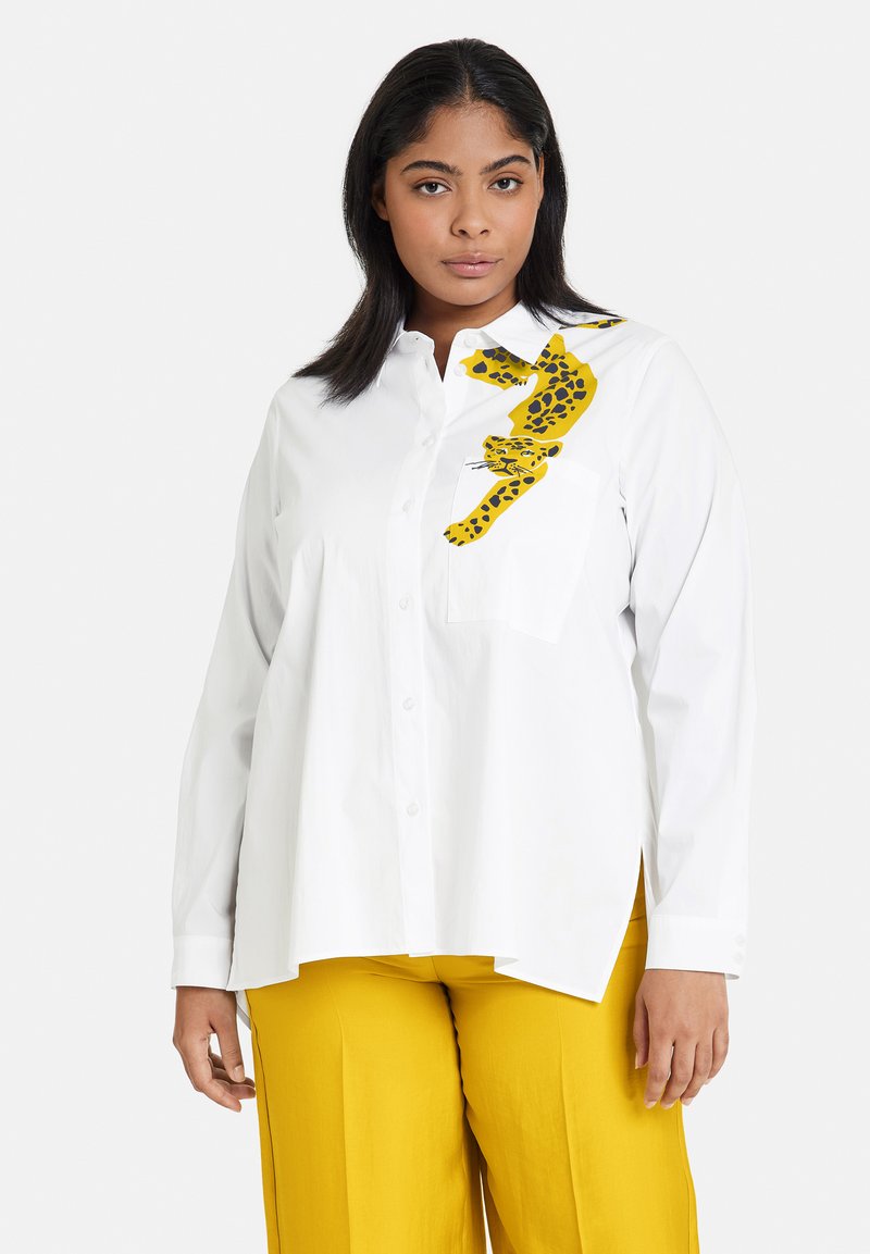Samoon MIT LEOPARD-MOTIV - Button-down blouse - white gemustert./white ...
