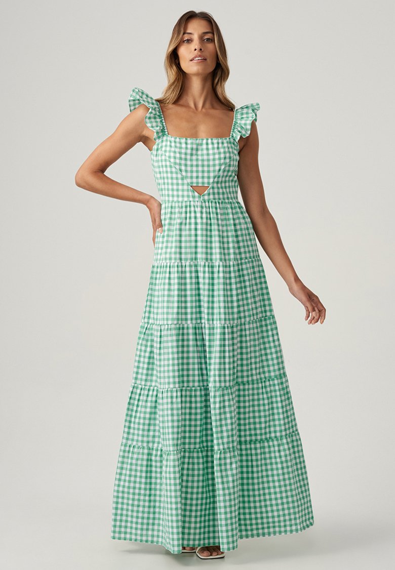 THE FATED ELK - Robe longue - jade gingham/vert - ZALANDO.FR