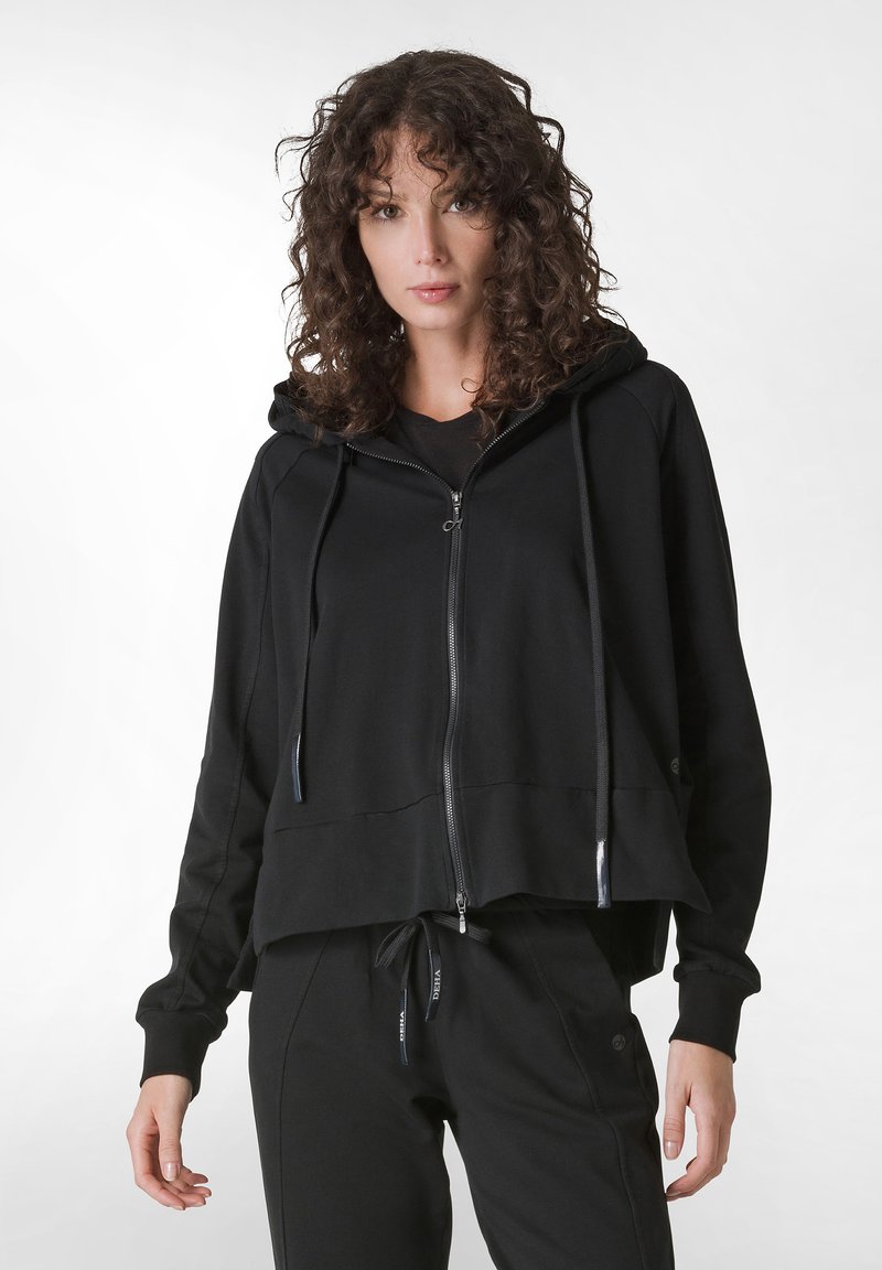 Deha LOGO TAPING FULL HOODIE - Zip-up sweatshirt - black - Zalando