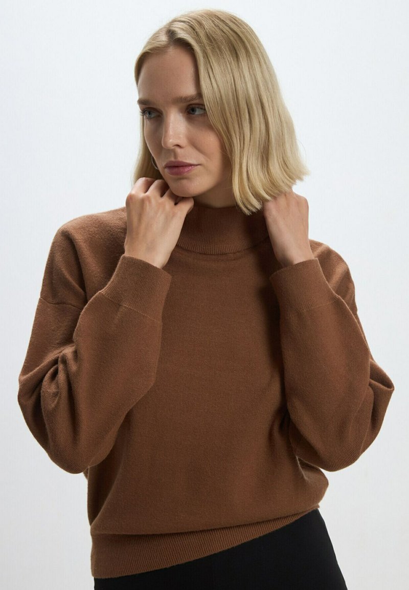 Calliope COLLO PERKINS TINTA UNITA - Maglione - marrone/marrone ...