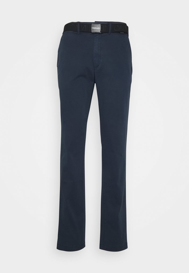 Calvin Klein Slim Fit Garment Dye Belt Chinos Navy Dark Blue