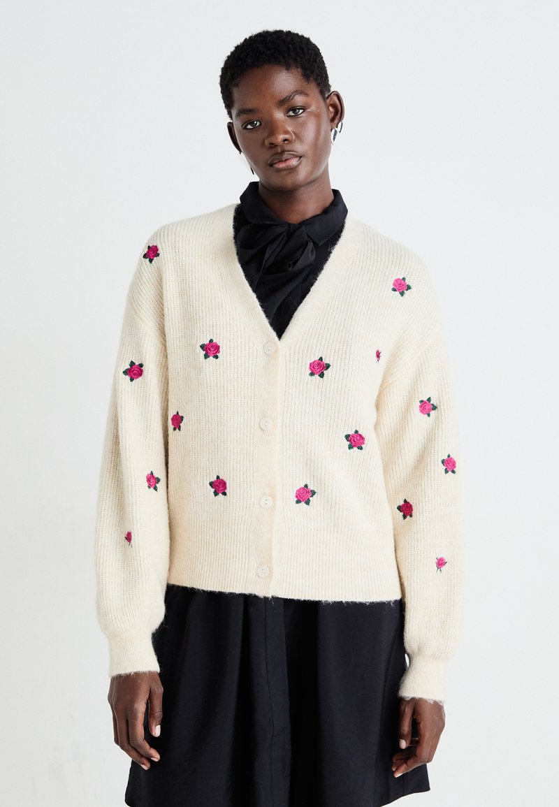 YAS YASFLEUR CARDIGAN - Cardigan - birch/offwhite - Zalando.dk