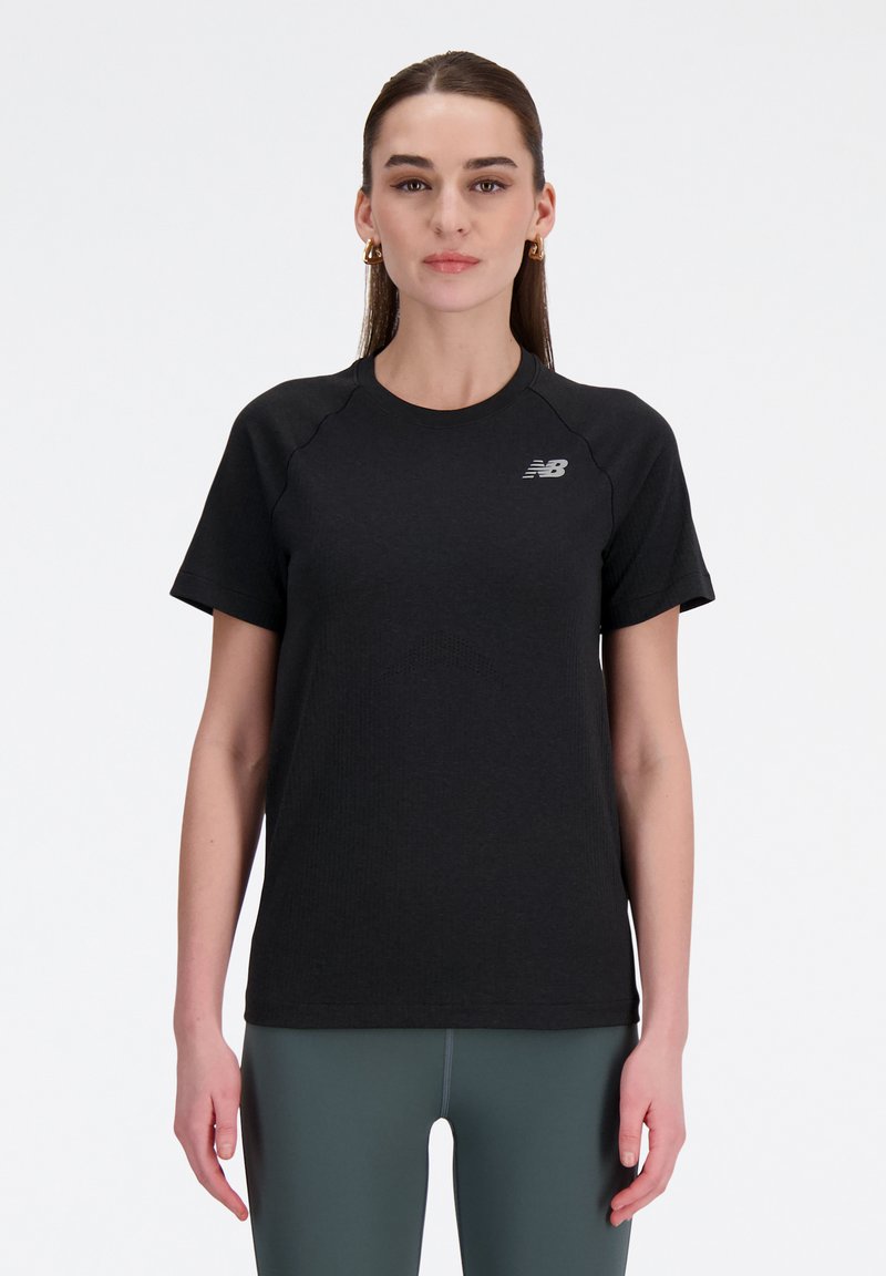 New Balance SLIM - Sport T-Shirt - black heather/schwarz - Zalando.at