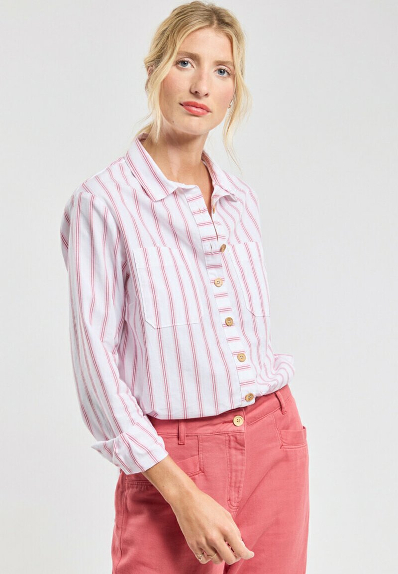 Armor lux Button-down blouse - rayure ecru pink garnet/pink - Zalando
