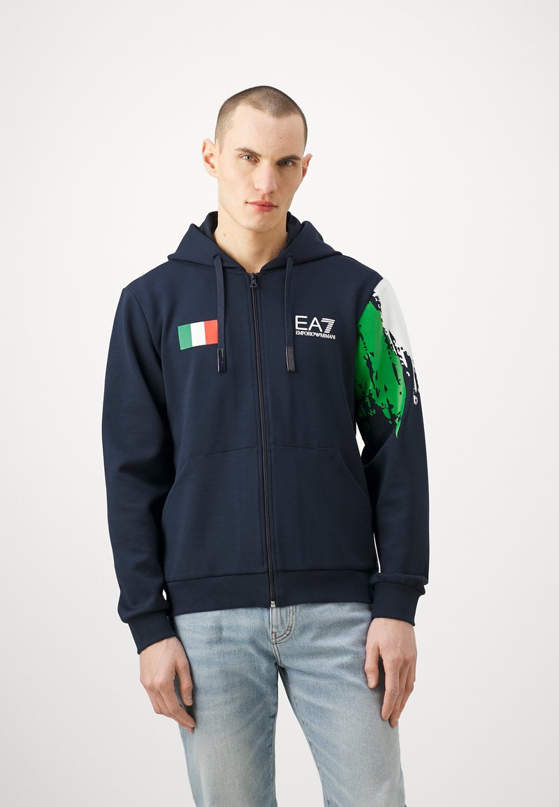 EA7 Emporio Armani Felpa con zip - blu navy chiaro/celeste - Zalando.it