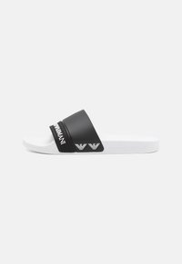 EA7 Emporio Armani EAGLE TAPE SLIDE UNISEX - Matalakantaiset pistokkaat - white/black/valkoinen ...