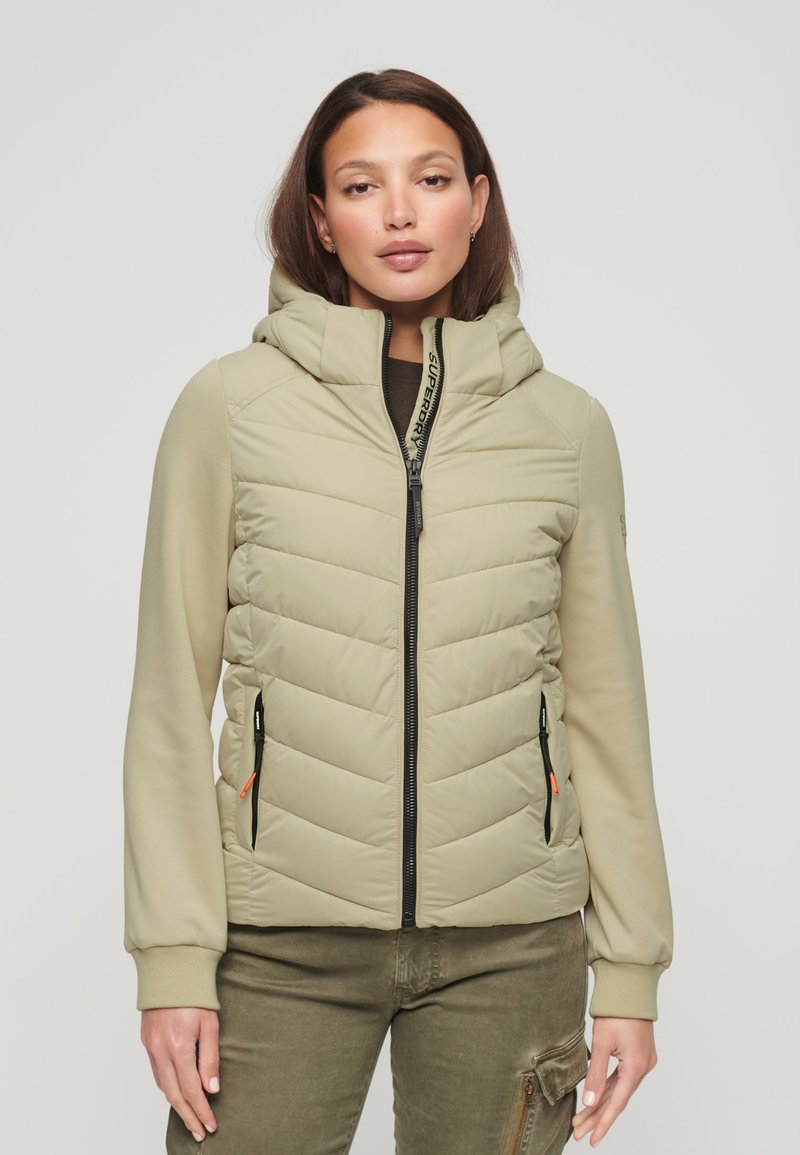 Superdry HOODED STORM HYBRID PADDED - Winter jacket - pelican beige ...