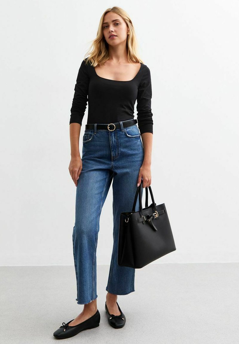 New Look SQUARE NECK - Camiseta de manga larga - black/negro - Zalando.es