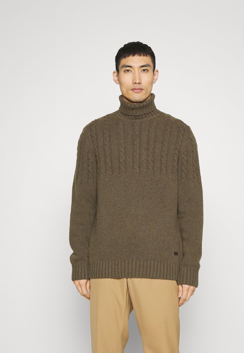 Barbour DUFFLE CABLE ROLLNECK - Jumper - willow green/dark green ...