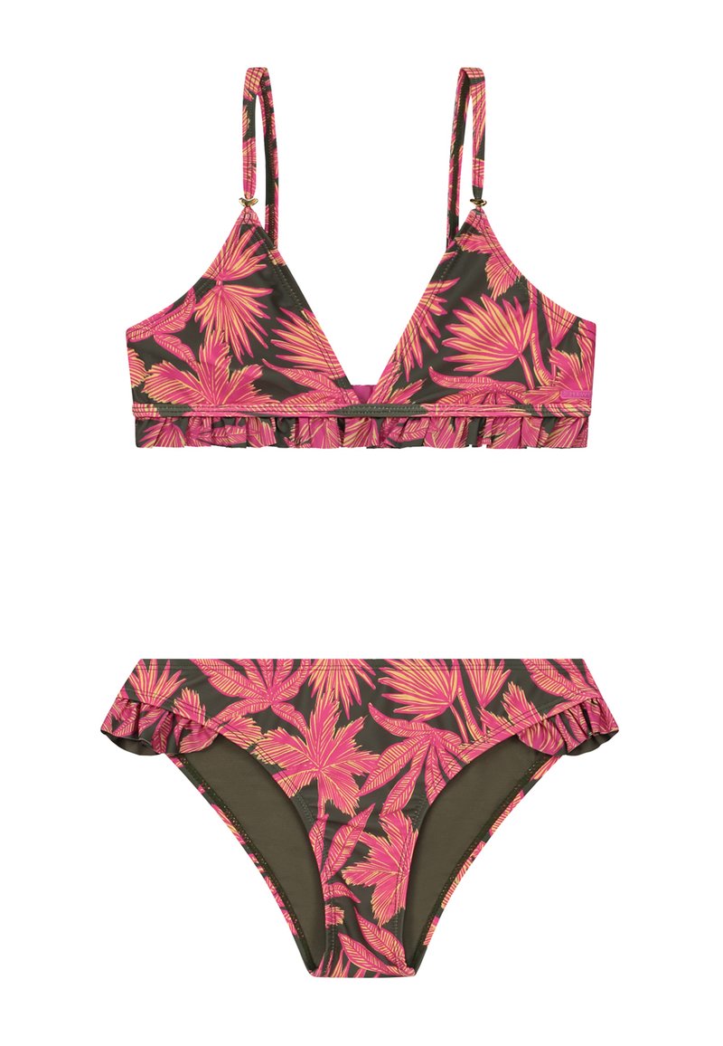Shiwi SET RUFFLE - Bikini - forest green leaves/vert - ZALANDO.FR