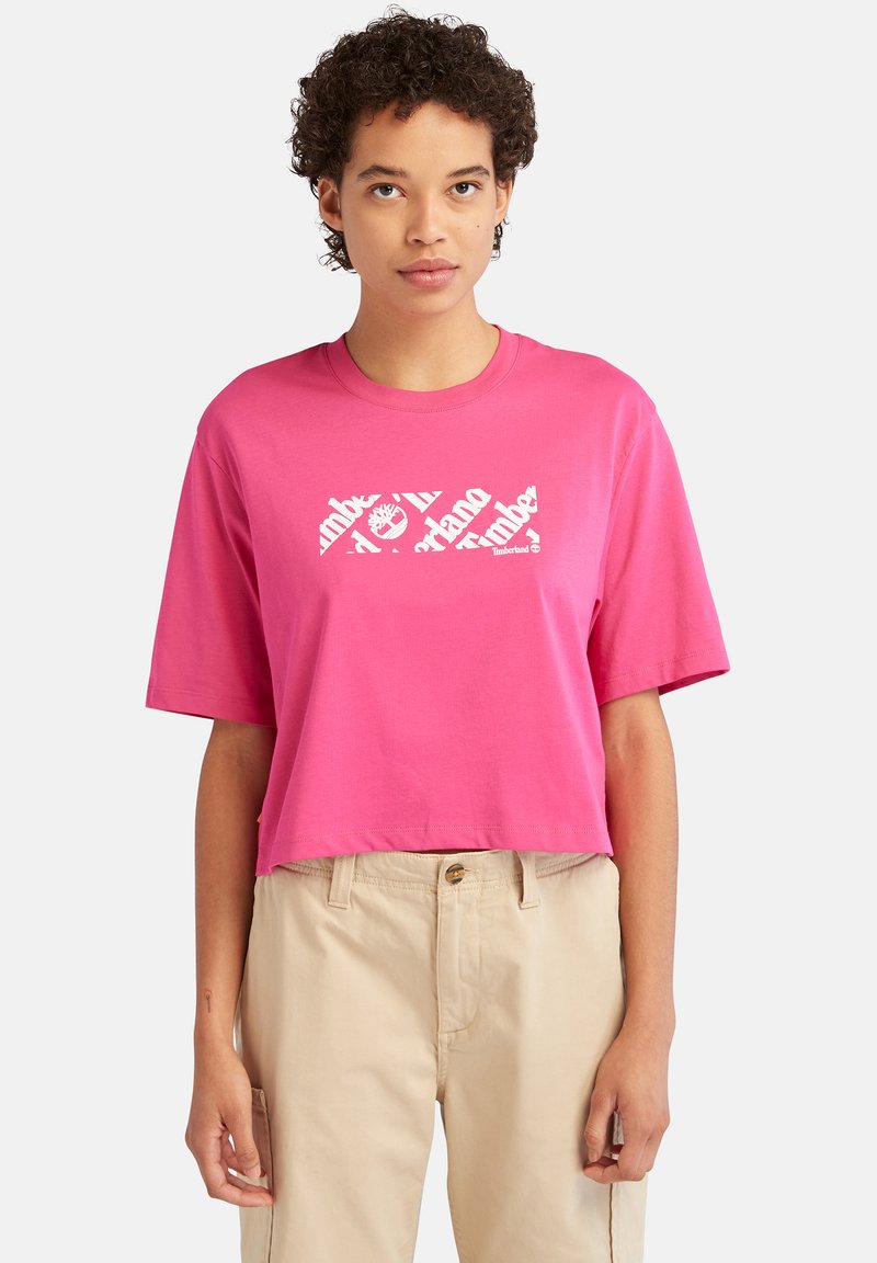 Timberland LOGO PACK CROPPED - T-shirt imprimé - very berry/rose fluo ...