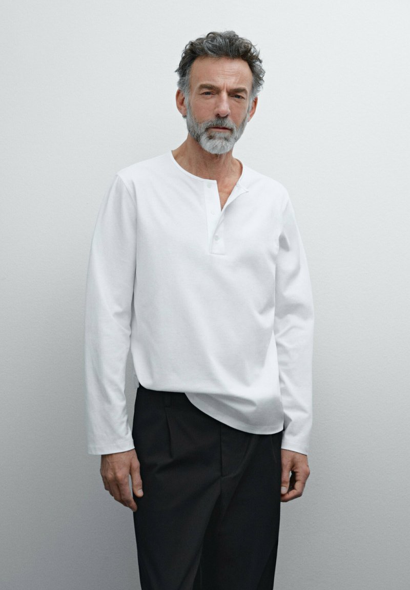 Massimo Dutti HENLEY - Long sleeved top - white - Zalando.co.uk