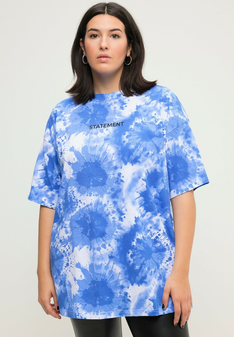 Studio Untold BATIK STATEMENT RUNDHALS HALBARM - T-shirt print - cornflower blue/blauw - Zalando.nl