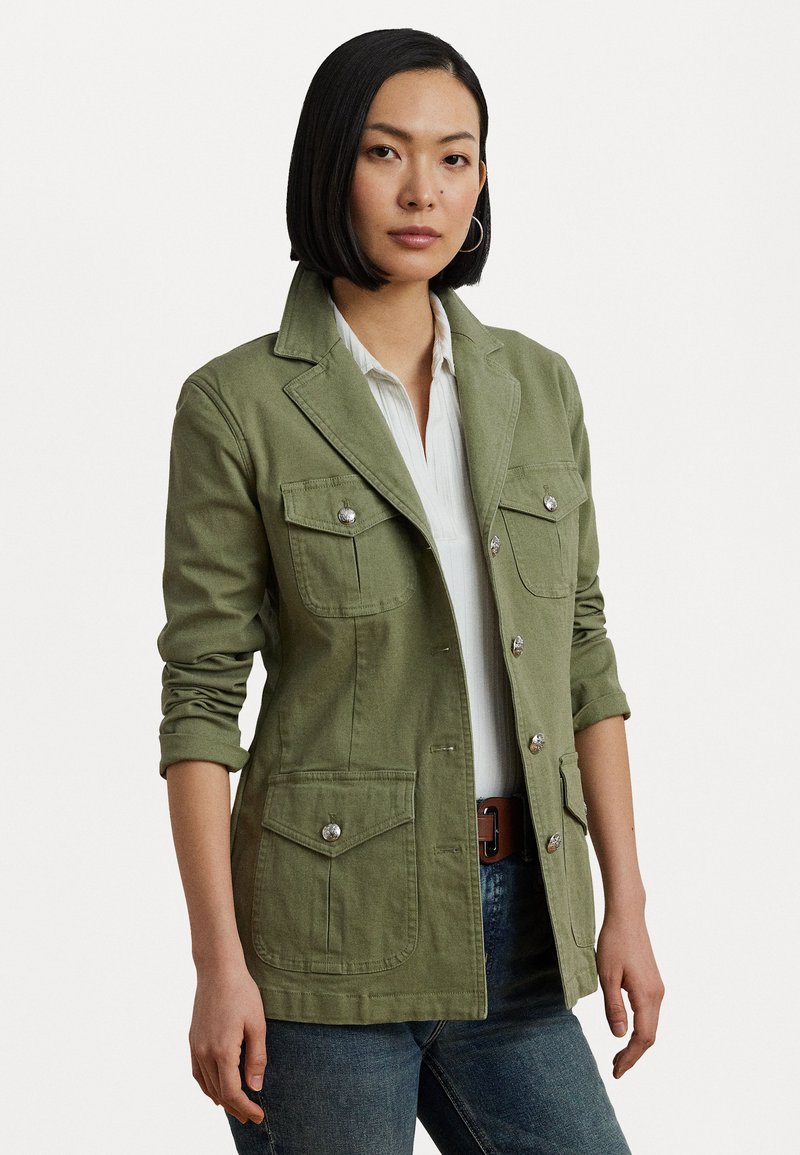 Lauren Ralph Lauren STRETCH COTTON CANVAS BLAZER - Blazer - sage green ...