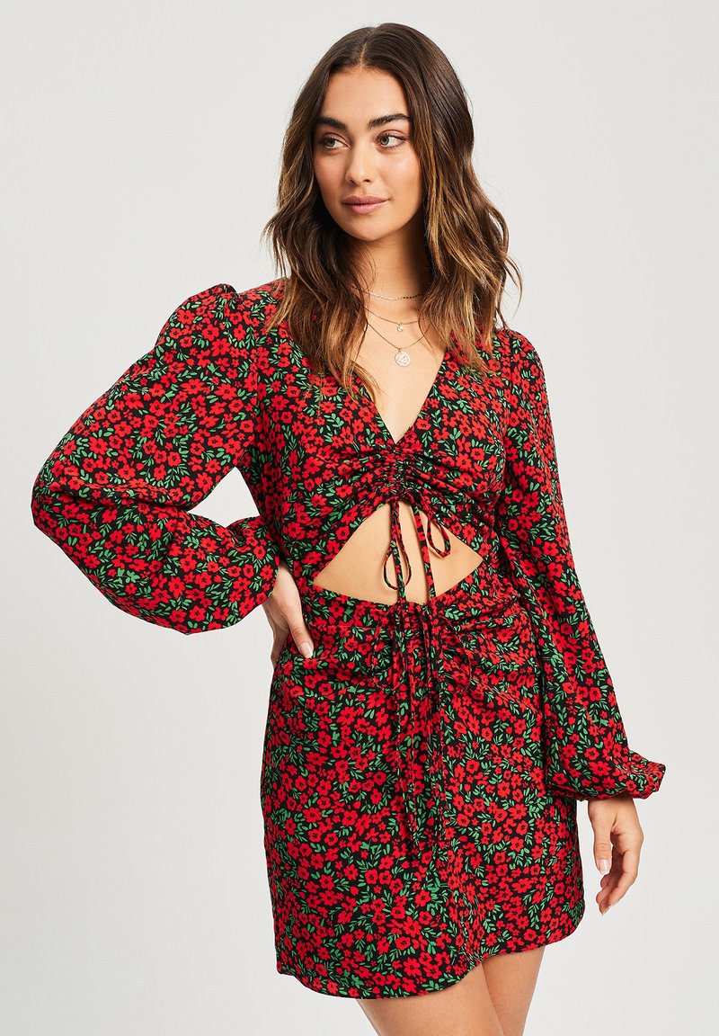 SÁVEL SIREN - Day dress - red haze floral/black - Zalando.ie