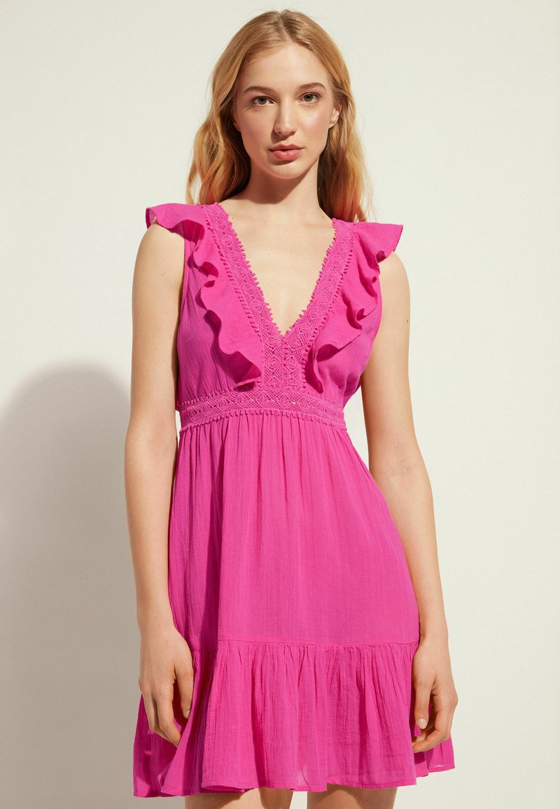 Calzedonia RUFFLE PASSEMENTERIE - Day dress - rosa bright pink/pink ...