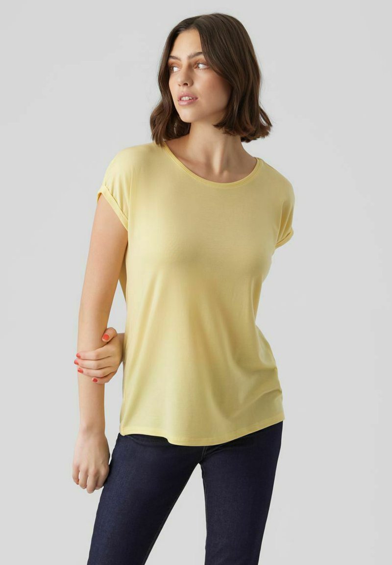 Vero Moda VMAVA PLAIN NOOS - T-shirt - bas - lemon meringue/ljusgul ...