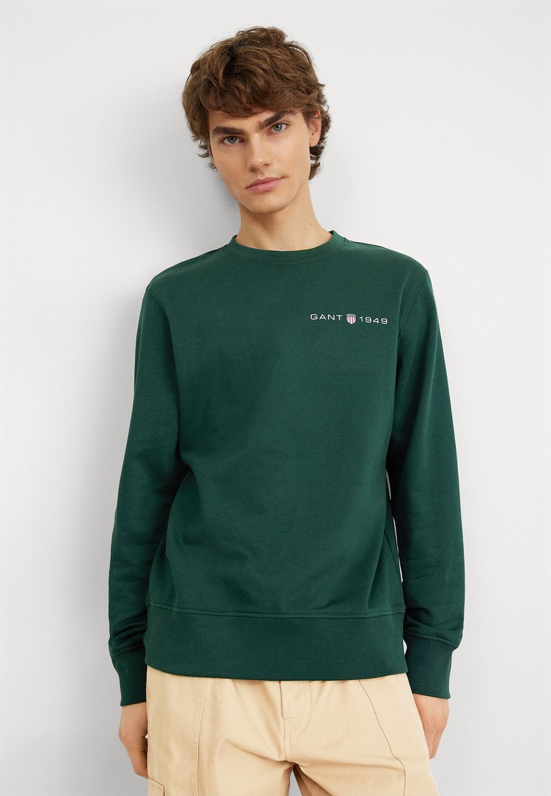 GANT PRINTED GRAPHIC C NECK - Sweatshirt - tartan green/dunkelgrün ...