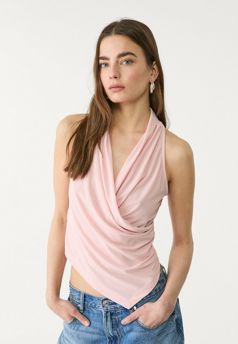 Stradivarius DRAPED CROSSOVER - Top - light pink/rosa - Zalando.de