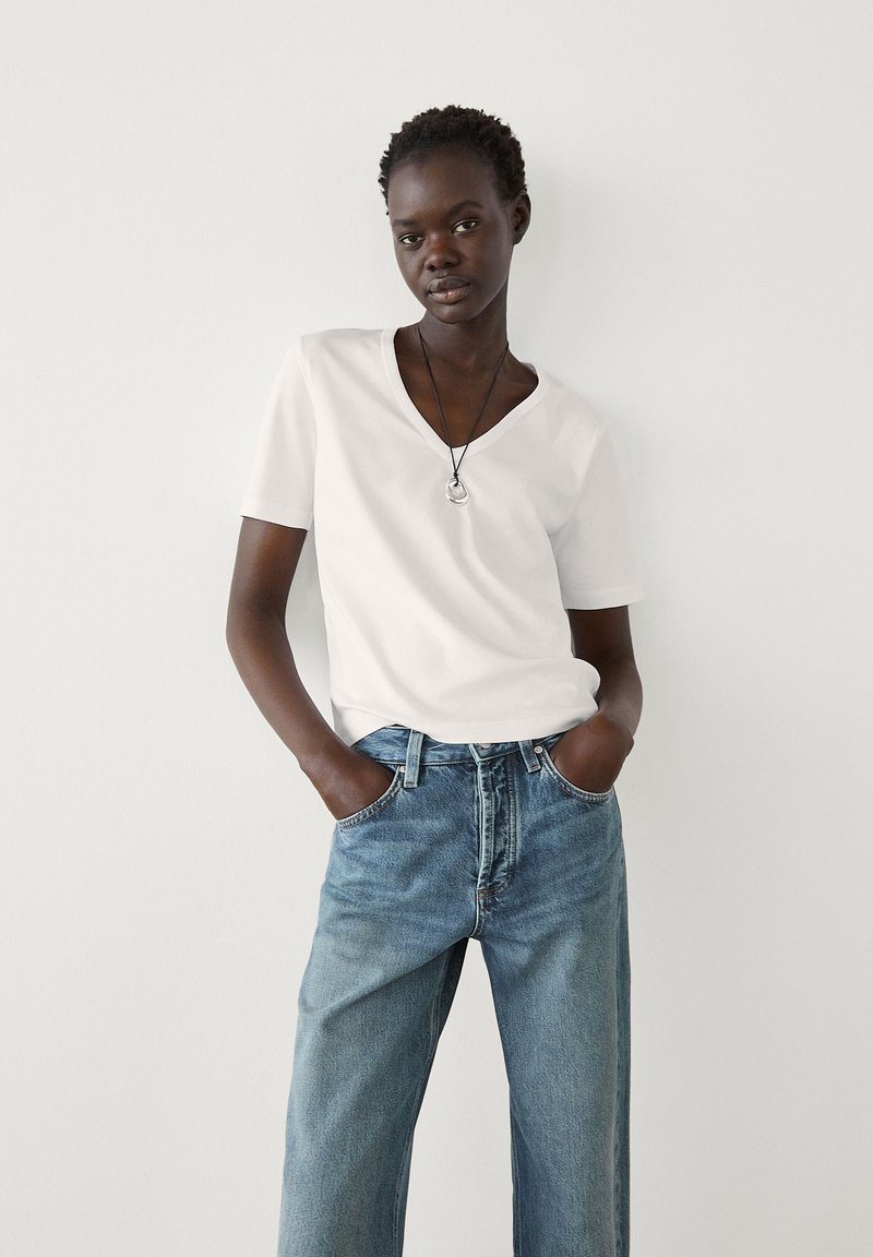 Massimo Dutti - T-shirt basic/biały - Zalando.pl