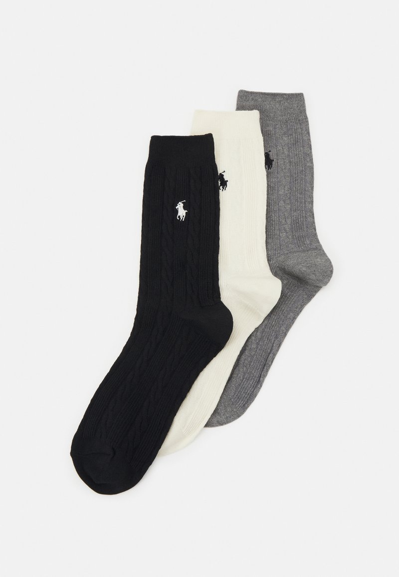 Polo Ralph Lauren CABLE CREW 3 PACK - Socks - black assorted/black ...