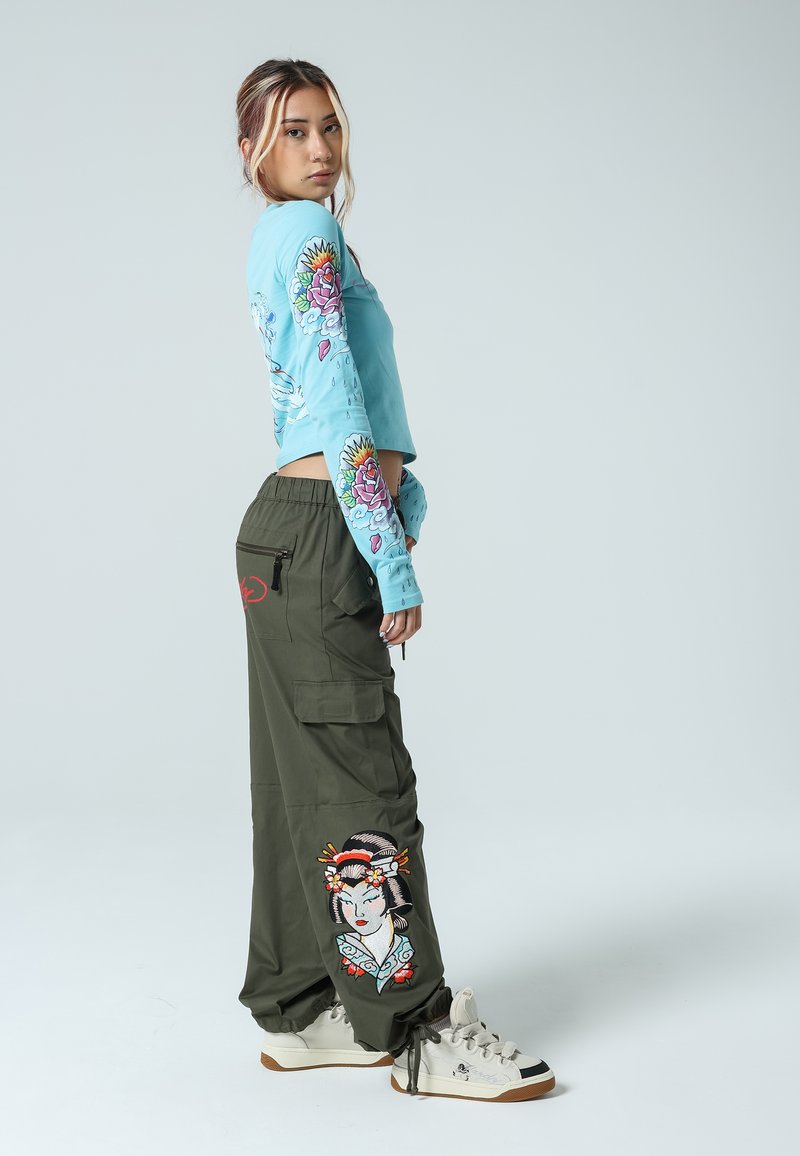 Ed Hardy TOKYO GEISHA - Cargobroek - dusty olive/olijfgroen - Zalando.nl