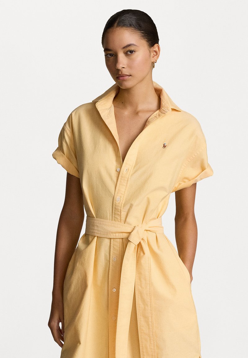 Polo Ralph Lauren BELTED SHORT SLEEVE OXFORD SHIRTDRESS - Shirt dress - yellow - Zalando.ie